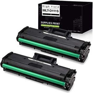 compatible toner cartridge replacement for samsung mlt111s mlt-d111s mltd111s d111s, high yield, use with samsung xpress m2020w, m2070fw, m2070w laser printer (black), 2-pack