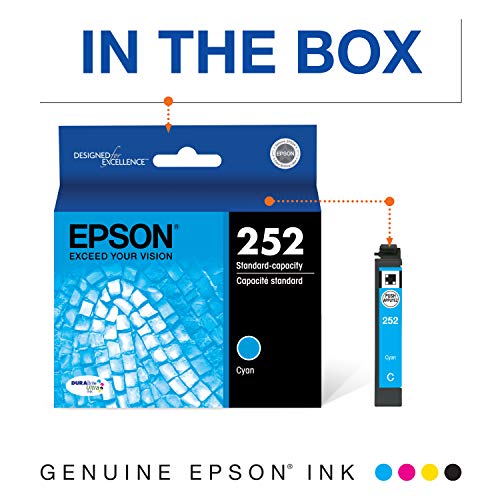 EPSON T252 DURABrite Ultra Ink Standard Capacity Cyan Cartridge (T252220-S) for select Epson WorkForce Printers