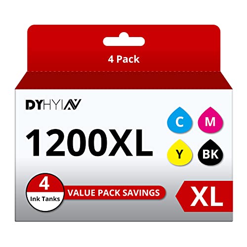 DYHYIN 1200XL Compatible Ink cartridges Replacement for Maxify PGI 1200 to use with MB2720 MB2320 MB2020 MB2120 MB2350 MB2050 Printer (1 Black, 1 Cyan, 1 Magenta, 1 Yellow) 4 Pack