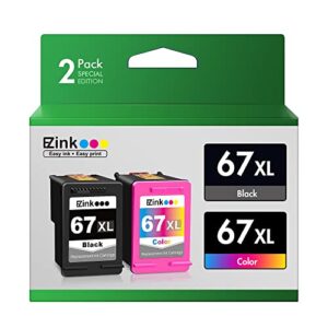 e-z ink (tm ink cartridge replacement for hp 67xl 67 xl 67 for deskjet 2755e 4155e envy pro 6455 6458 6475 envy 6455e 6055 6055e 6075 deskjet plus 4132 4155 (1 black,1 tri-color 2 pack