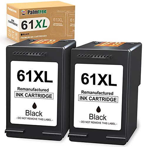 Palmtree Remanufactured Ink Cartridge Replacement for HP 61XL 61 XL for HP Envy 4500 5535 5530 5534 Officejet 4635 2620 4630 Deskjet 1010 1000 2540 1055 1510 1512 2510 2512 3050A Printer Ink (2 Black)