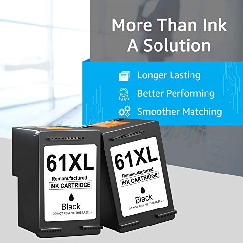 Palmtree Remanufactured Ink Cartridge Replacement for HP 61XL 61 XL for HP Envy 4500 5535 5530 5534 Officejet 4635 2620 4630 Deskjet 1010 1000 2540 1055 1510 1512 2510 2512 3050A Printer Ink (2 Black)