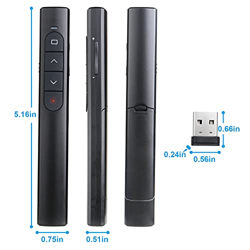 Wireless Presenter Remote, Presentation Clicker with Hyperlink & Volume Remote Control PowerPoint Office Presentation Clicker for Keynote/PPT/Mac/PC/Laptop(Battery Included)