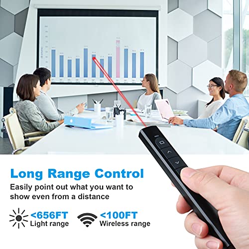 Wireless Presenter Remote, Presentation Clicker with Hyperlink & Volume Remote Control PowerPoint Office Presentation Clicker for Keynote/PPT/Mac/PC/Laptop(Battery Included)