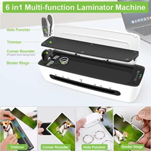 Laminator Machine with Laminating Sheets A4 Portable Thermal Lamination 9-Inch Laminate for Personal Office School Home Use, 6 in 1 Laminater Quick Warm Up Never Jam