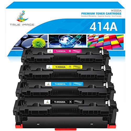 TRUE IMAGE Compatible Toner Cartridge Replacement for HP 414A W2020A 414X HP Color Pro MFP M479fdw M479fdn M454dw M454dn M454 M479 Printer Toner (Black Cyan Yellow Magenta,4-Pack)