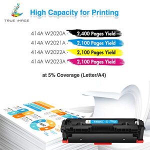 TRUE IMAGE Compatible Toner Cartridge Replacement for HP 414A W2020A 414X HP Color Pro MFP M479fdw M479fdn M454dw M454dn M454 M479 Printer Toner (Black Cyan Yellow Magenta,4-Pack)