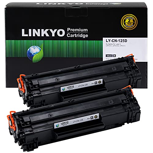 LINKYO Compatible Toner Cartridge Replacement for Canon 125 3484B001AA (Black, 2-Pack)