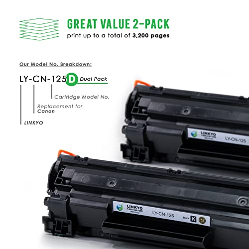 LINKYO Compatible Toner Cartridge Replacement for Canon 125 3484B001AA (Black, 2-Pack)