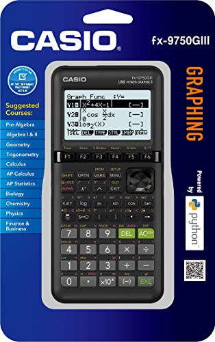 Casio fx-9750GIII, Standard Graphing Calculator, Python and Natural Text Book Display, Black