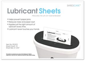 shredcare paper shredder lubricant sheets scls12 (pack of 12) 8.5″ x 6″