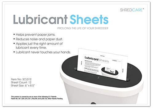 Shredcare Paper Shredder Lubricant Sheets SCLS12 (Pack of 12) 8.5" x 6"