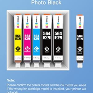 GPC Image Compatible Ink Cartridge Replacement for HP 564XL 564 XL Compatible with DeskJet 3520 3522 Officejet 4620 Photosmart 5520 6510 7520 7525 Printer (2 Black 1 Cyan 1 Magenta 1 Yellow, 5 Pack)