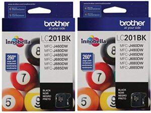 brother lc-201bk ink cartridge (black 2-pack) in retail packaging