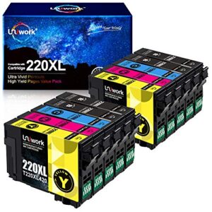 uniwork remanufactured ink cartridge replacement for epson 220 xl 220xl use for workforce wf-2750 wf-2760 wf-2630 wf-2650 wf-2660 xp-320 xp-420 printer tray (4 black 2 cyan 2 magenta 2 yellow 10 pack)