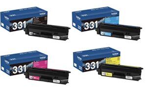 brother tn-331bk tn-331c tn-331m tn-331y dcp-l8400 l8450 hl-l8250 l8350 mfc-l8600 l8650 l8850 toner cartridge set (black cyan magenta yellow, 4-pack) in retail packaging