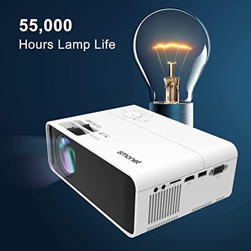 SMONET 1080P Movie Projector 4K 7500L Home Projector Video TV Projector Portable Mini Projector Outdoor Indoor Wall Compatible with TV Stick Laptops PC PS5 HDMI USB