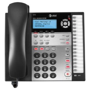 at&t 1070 4-line expandable corded phone system with caller id/call waiting and speakerphone, 1 handset, black/silver