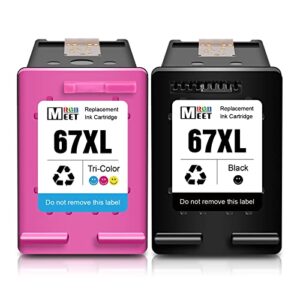 meetrgb remanufactured for hp ink 67 xl 67xl ink cartridge replacement for hp deskjet 2700 2752 2755 2732 1255 deskjet plus 4100 4100e 4140 4158 envy 6000 6055 6052 envy pro 6400 6455 6458 black color