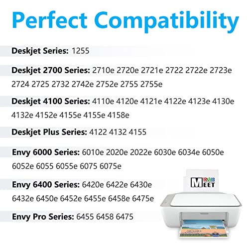 MeetRGB Remanufactured for HP Ink 67 XL 67XL Ink Cartridge Replacement for HP DeskJet 2700 2752 2755 2732 1255 Deskjet Plus 4100 4100e 4140 4158 ENVY 6000 6055 6052 ENVY Pro 6400 6455 6458 black color