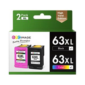 gpc image remanufactured ink cartridge replacement for hp 63xl 63 xl compatible with officejet 5252 5255 5258 4650 4655 envy 4520 4516 deskjet 1112 2130 3634 3632 2132 printer tray(1 black, 1 color)