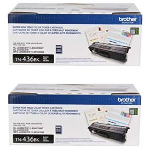 Brother Genuine TN436BK 2-Pack Super High Yield Black Toner Cartridge with Approximately 6,500 Page Yield/Cartridge