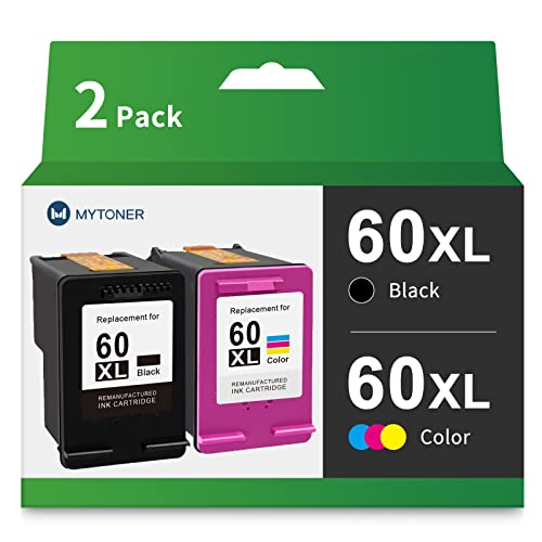 60XL Ink Combo Pack Remanufactured Ink Cartridge 60XL Replacement for HP 60 XL High Yield Ink for C4680 C4795 D110a Envy 100 111 120 Deskjet D1660 D2680 F2430 F4210 Printer (Black, Tri-Color)