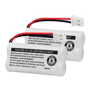 iMah BT162342/BT262342 2.4V 300mAh Ni-MH Cordless Phone Battery Pack, Also Compatible with BT183342/BT283342 AT&T EL52351 TL90070 VTech CS5119 DS6511 DS6722 LS6305 Handset, 2-Pack