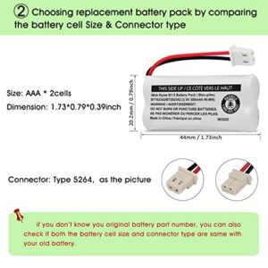 iMah BT162342/BT262342 2.4V 300mAh Ni-MH Cordless Phone Battery Pack, Also Compatible with BT183342/BT283342 AT&T EL52351 TL90070 VTech CS5119 DS6511 DS6722 LS6305 Handset, 2-Pack