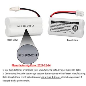 iMah BT162342/BT262342 2.4V 300mAh Ni-MH Cordless Phone Battery Pack, Also Compatible with BT183342/BT283342 AT&T EL52351 TL90070 VTech CS5119 DS6511 DS6722 LS6305 Handset, 2-Pack