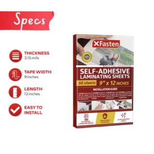 XFasten Self-Adhesive Laminating Sheets, 9 x 12 Inches (50-Pack), 4.76 Thickness