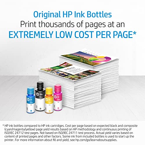 HP 31 | Ink Bottle | Yellow |Up to 8,000 pages per bottle|Works with HP Smart Tank Plus 651 and HP Smart Tank Plus 551 | 1VU28AN