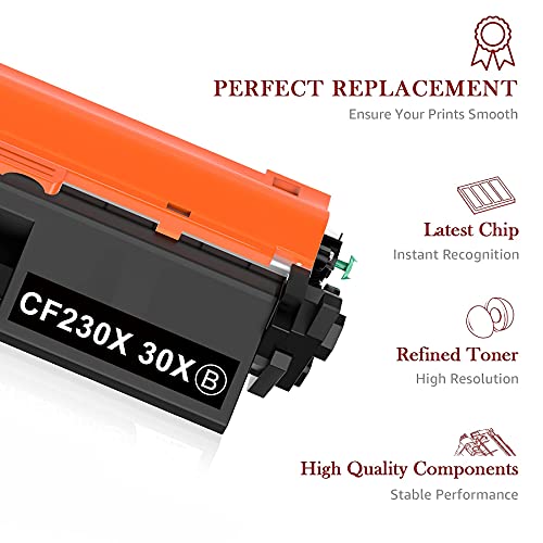 Toner Kingdom Compatible Toner Cartridge Replacement for HP 30X CF230X 30A CF230A for HP Pro MFP M203dw M227fdw M227fdn M203d M203dn M227sdn M227 M203 Printer (2 Black)