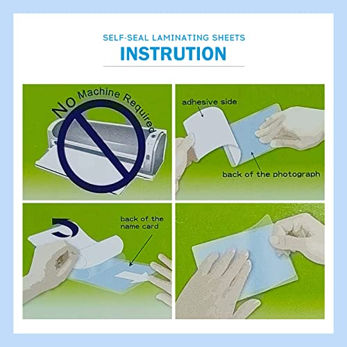 Uinkit Self Sealing Laminating Pouches Self Adhesive Laminating Sheets for Cards 2.6x3.9inches 50Pack 10Mil Thick Gloss Finish No Machine Need (2.6x3.9Inchesx50Pack)