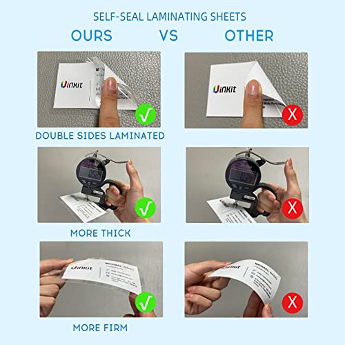 Uinkit Self Sealing Laminating Pouches Self Adhesive Laminating Sheets for Cards 2.6x3.9inches 50Pack 10Mil Thick Gloss Finish No Machine Need (2.6x3.9Inchesx50Pack)