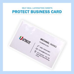 Uinkit Self Sealing Laminating Pouches Self Adhesive Laminating Sheets for Cards 2.6x3.9inches 50Pack 10Mil Thick Gloss Finish No Machine Need (2.6x3.9Inchesx50Pack)