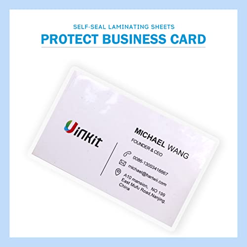 Uinkit Self Sealing Laminating Pouches Self Adhesive Laminating Sheets for Cards 2.6x3.9inches 50Pack 10Mil Thick Gloss Finish No Machine Need (2.6x3.9Inchesx50Pack)