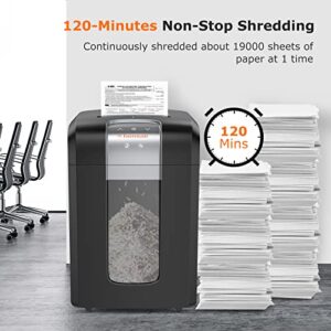 Bonsaii 20 Sheet Office Paper Shredder, 120-Minute Cross-Cut Heavy Duty Shredders Also Shreds CD/Credit Card, Commercial Shredder with 8-Gal Pullout Basket, Jam Proof & 4 Casters, Black (3S30 Upgrade)