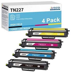 ankink tn-227bk/c/m/y toner cartridge replacement for brother tn227 tn223 tn-227 223 223bk for hl-l3210cw hl-l3230cdw hl-l3270cdw mfc-l3710cw mfc-l3770cdw mfc-l3750cdw black cyan magenta yellow 4 pack