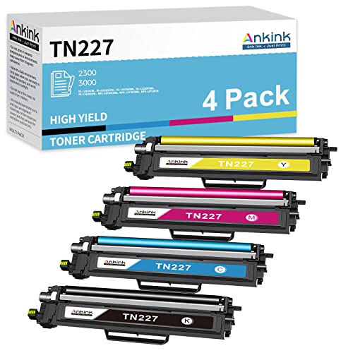 ANKINK TN-227BK/C/M/Y Toner Cartridge Replacement for Brother TN227 TN223 TN-227 223 223BK for HL-L3210CW HL-L3230CDW HL-L3270CDW MFC-L3710CW MFC-L3770CDW MFC-L3750CDW Black Cyan Magenta Yellow 4 Pack