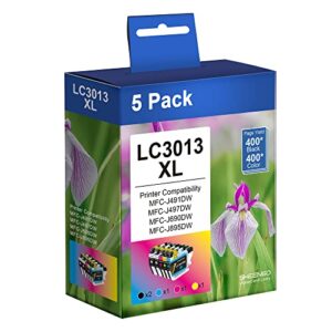 lc3011 lc3013 5pks high yield compatible ink page yield up to 400 pages/cartridge includes 2 black, 1 cyan,1 magenta,1 yellow for brother lc3013 ink cartridges for mfc-j491dw mfc-j497dw mfc-j895dw