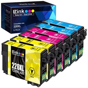 e-z ink (tm remanufactured ink cartridge replacement for epson 220 xl 220xl t220xl to use with wf-2760 wf-2750 wf-2630 wf-2650 wf-2660 xp-320 xp-420 xp-424 (2 cyan, 2 magenta, 2 yellow, 6 pack)