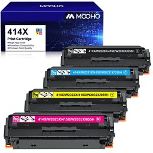 414x toner cartridges 4 pack compatible replacement for hp 414x w2020x 414a w2020a work with color pro mfp m479fdw m479fdn m454dw m454dn printer (black cyan magenta yellow)