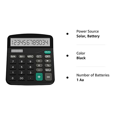 Helect Calculator, Standard Function Desktop Calculator, Black