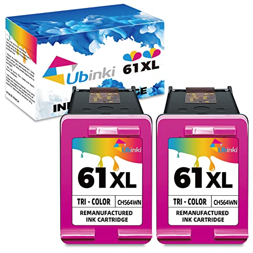 Ubinki 61XL Ink Cartridge Color HP61 HP61XL Replacement for HP Ink 61 XL for Envy 4500 5530 4502 4501 5535 5534 DeskJet 2540 1000 1055 1010 1510 3050 3510 OfficeJet 4630 4635 Printer Tricolor 2-Pack