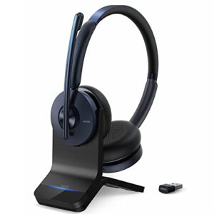 anker powerconf h700 with charging stand, bluetooth headset with microphone, active noise cancelling, audio recording and meeting transcription, ai-enhanced calls, compatible with conference platforms