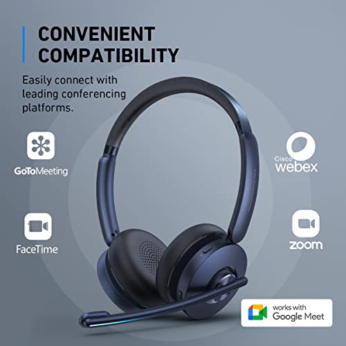 Anker PowerConf H700 with Charging Stand, Bluetooth Headset with Microphone, Active Noise Cancelling, Audio Recording and Meeting Transcription, AI-Enhanced Calls, Compatible with Conference Platforms