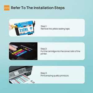 KEENKLE 212XL Ink Cartridges for Epson Printer Remanufactured 212 212XL Ink Replacement for Epson 212XL T212XL 212 XL T212 to use with XP-4100 XP-4105 WF-2830 WF-2850 Printer 4 Pack