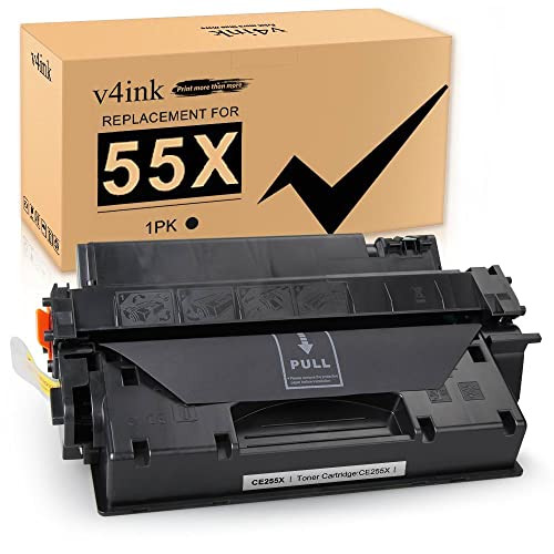 v4ink Compatible CE255X Toner Cartridge Replacement for HP 55X CE255X 55A CE255A 12500 Pages for HP P3015 P3015dn P3015x HP Enterprise Pro 500 MFP M525 M521 M521dn M521dw Printer