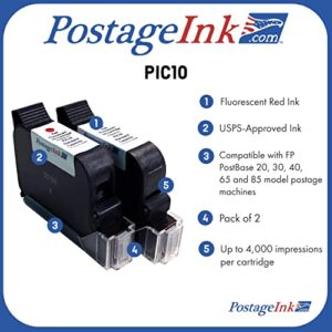 PostageInk.com PIC10 Ink Cartridge Non-OEM Replacement for FP PostBase 58.0052.3038.00 (2-Pack)